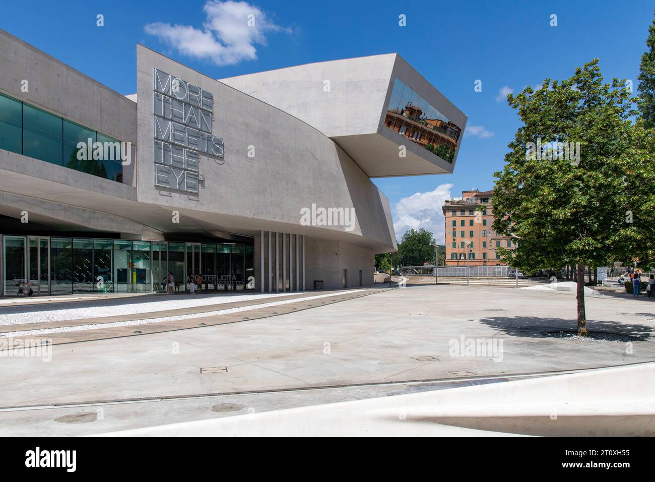 Rome, Italy-June 10, 2023; Façade of MAXXI national museum of 21st ...