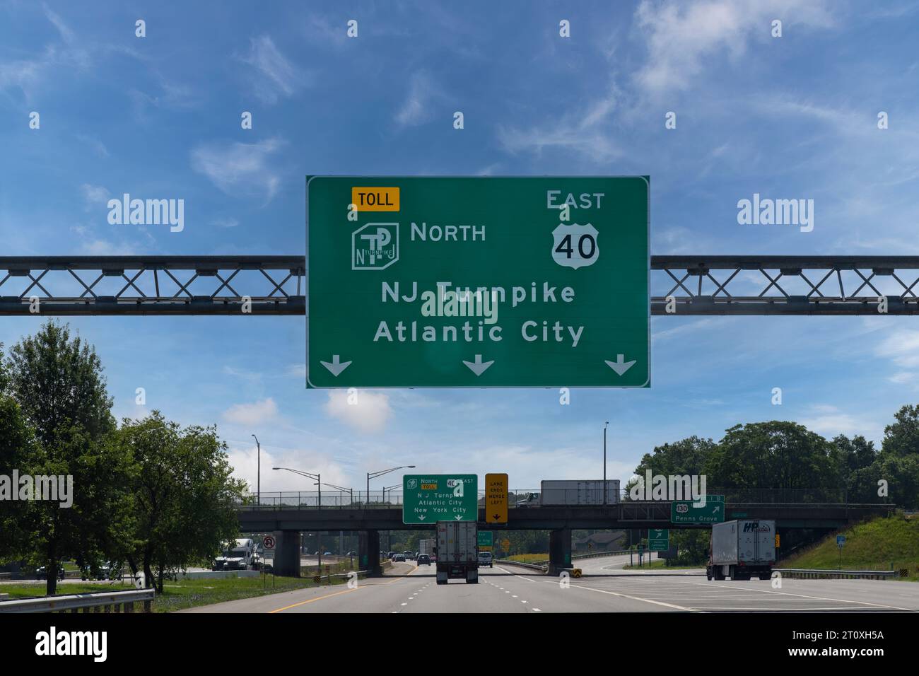 Pennsville, NJ, USA-July 6, 2023; Drivers perspective on New Jersey ...