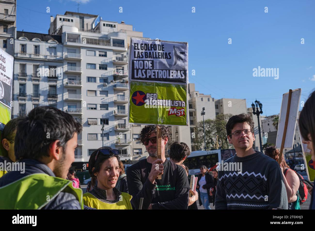 Buenos Aires, Argentina, oct 5, 2023: people defending the sea, rally ...