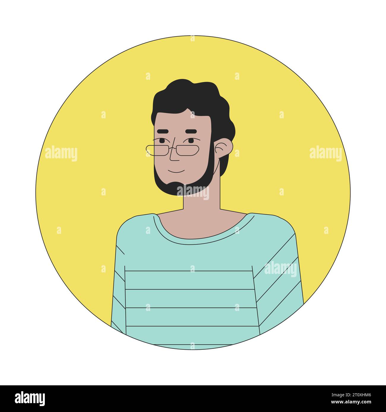 Beard eyeglasses adult man standing 2D line vector avatar illustration ...