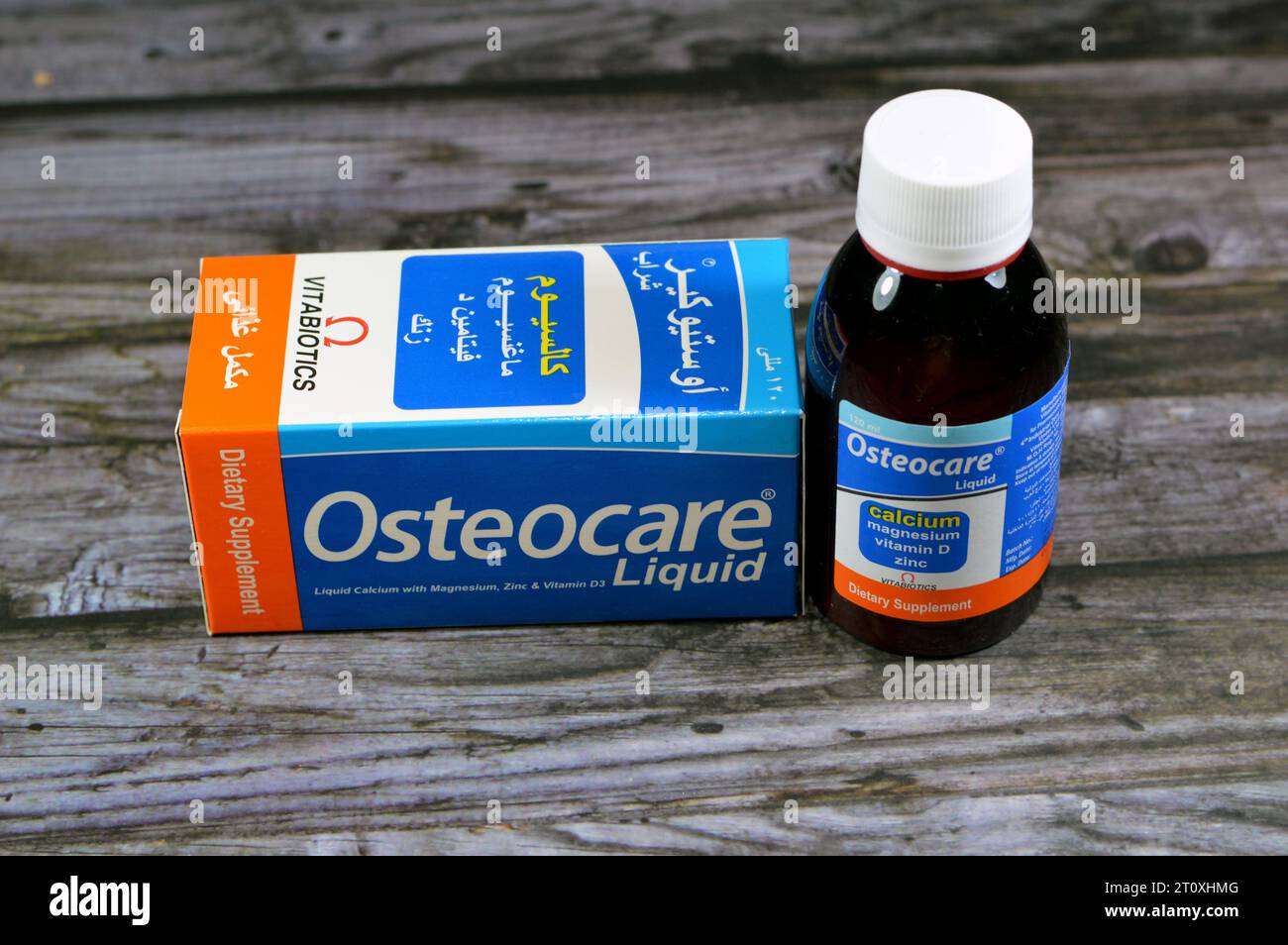 Cairo, Egypt, October 1 2023: Osteocare liquid syrup, Cacalium ...