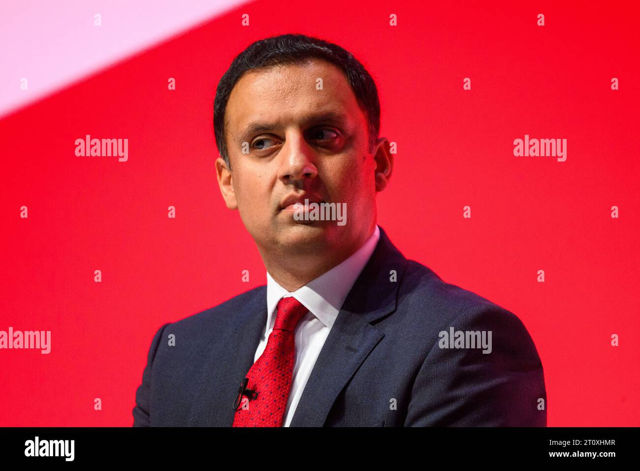 London, UK. 9 October 2023. Scottish Labour leader Anas Sarwar speaks ...
