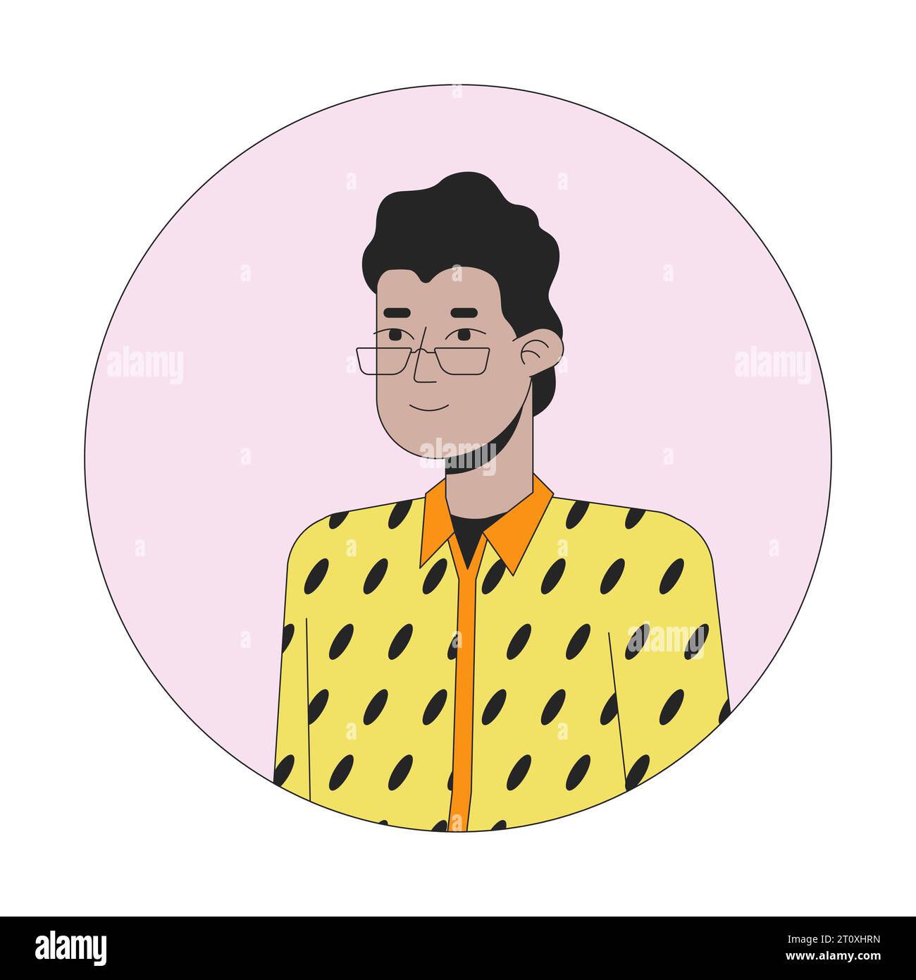 Eyeglasses indian man in designer shirt 2D line vector avatar ...