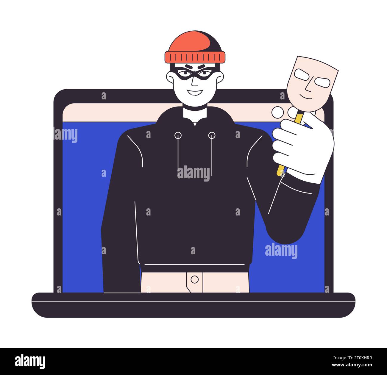 Phishing cybercrime flat line concept vector spot illustration Stock ...