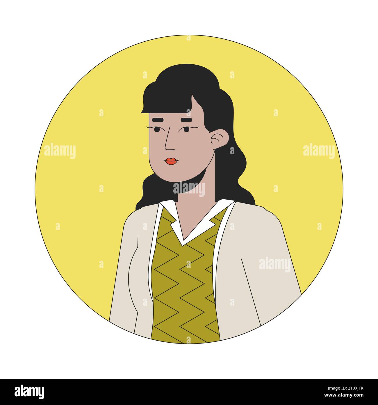 Stylish adult indian woman posing 2D line vector avatar illustration ...