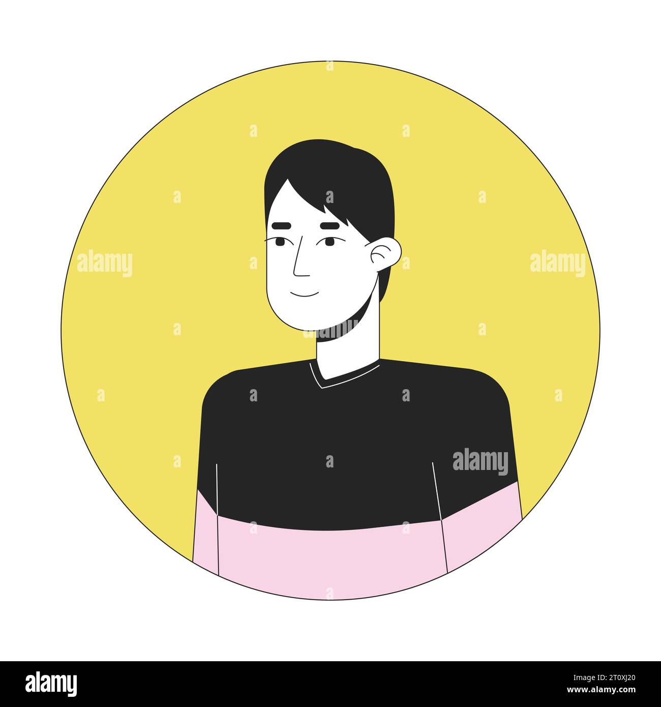 Smiling korean man in casual clothes 2D line vector avatar illustration ...