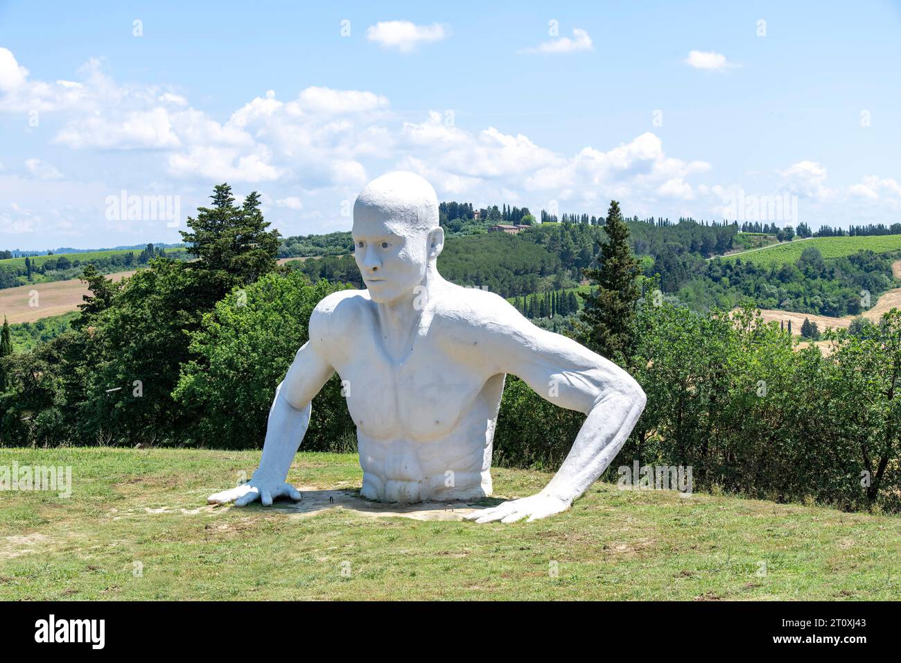 Pecciola, Italy-June 8, 2023; Gigantic sculpture that depicts a human ...