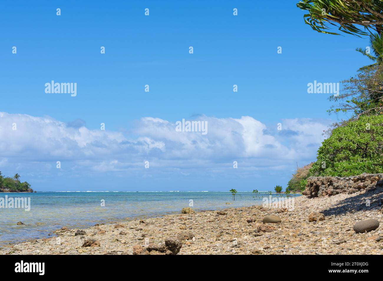 Scenic beach and view to sea Beach on mainland side of Yanuca Island ...