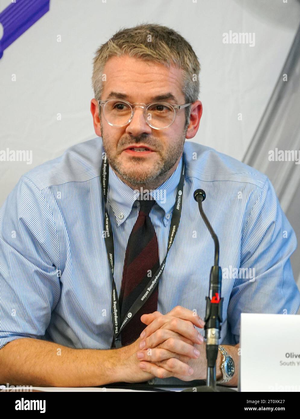 EDITORIAL USE ONLY Oliver Coppard, South Yorkshire Mayor, talks to ...