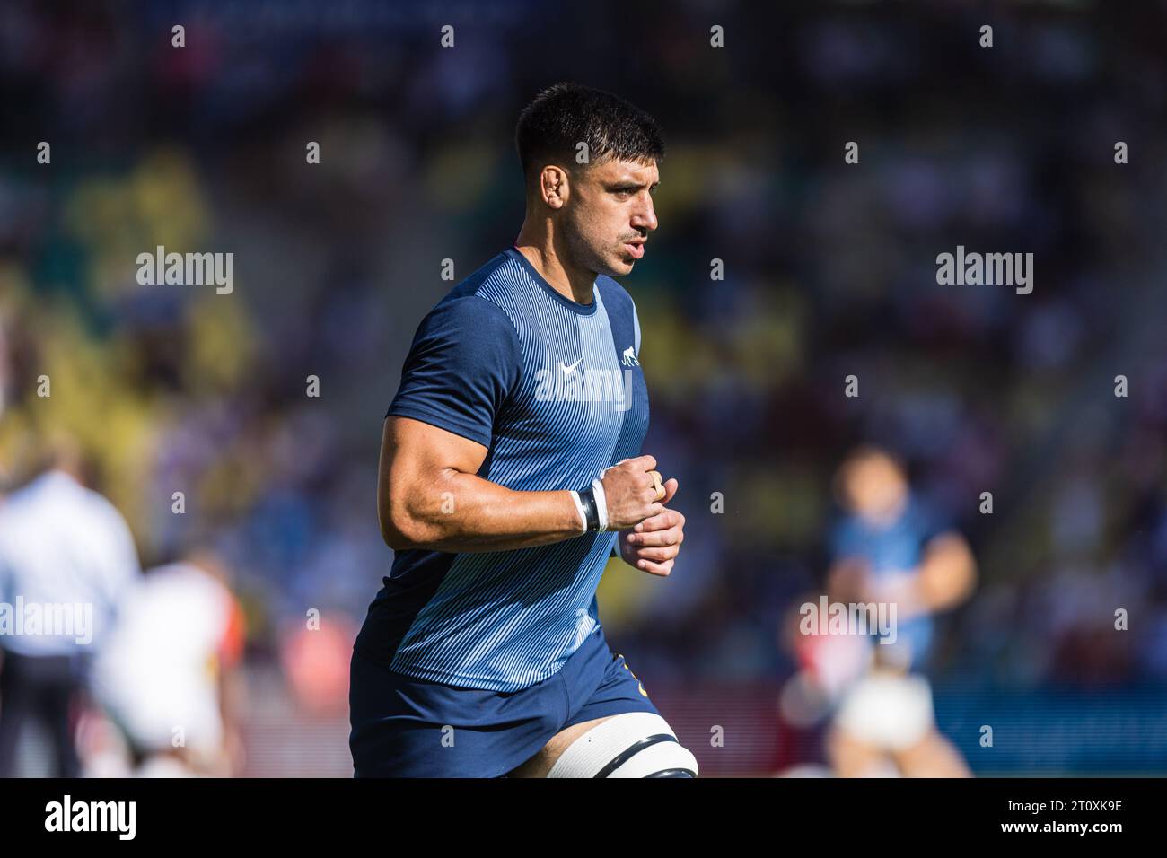 Nantes, France. 8th October, 2023. Tomás Lavanini of Argentina warming ...
