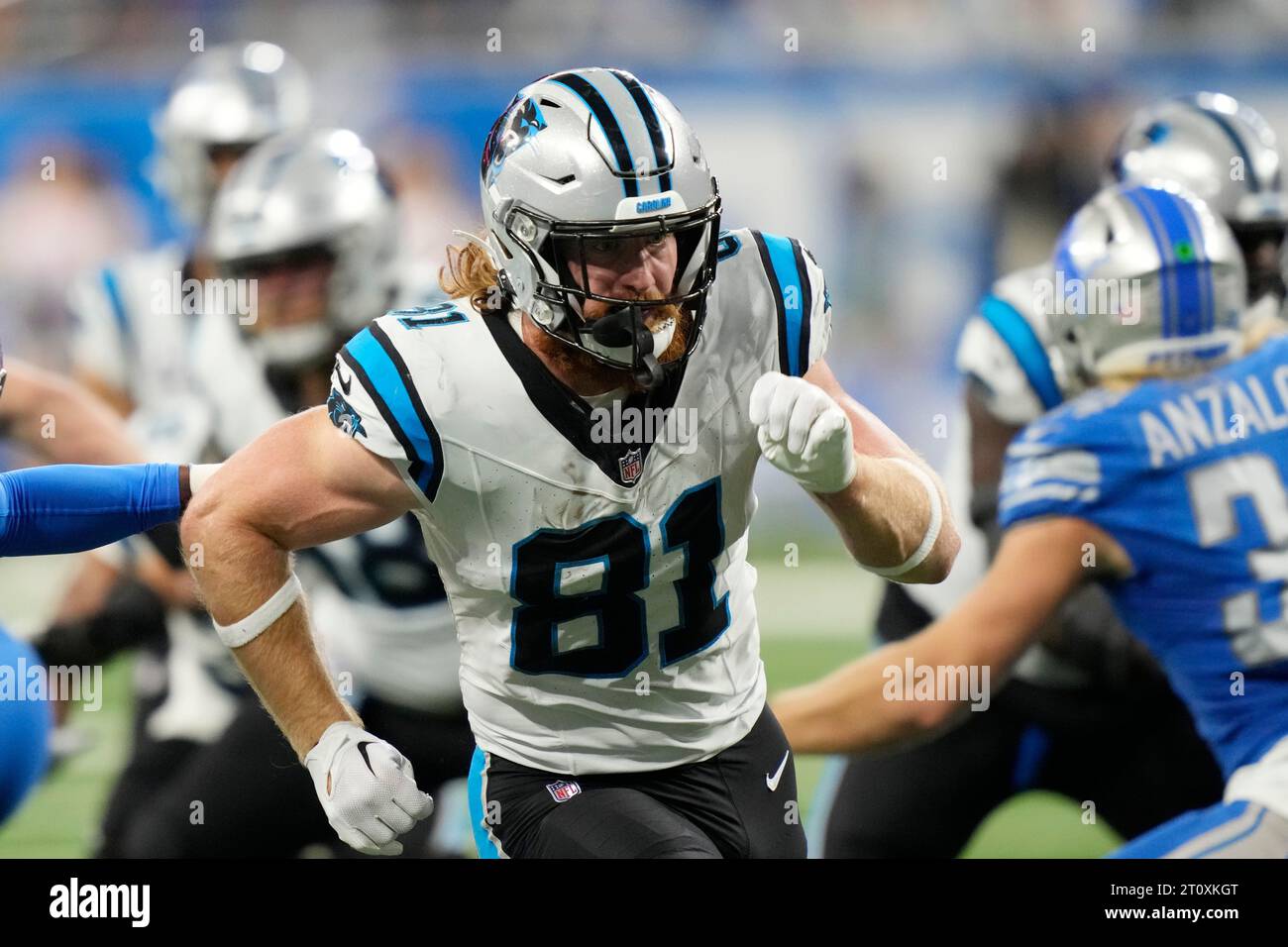 Carolina Panthers tight end Hayden Hurst (81) plays during the first ...