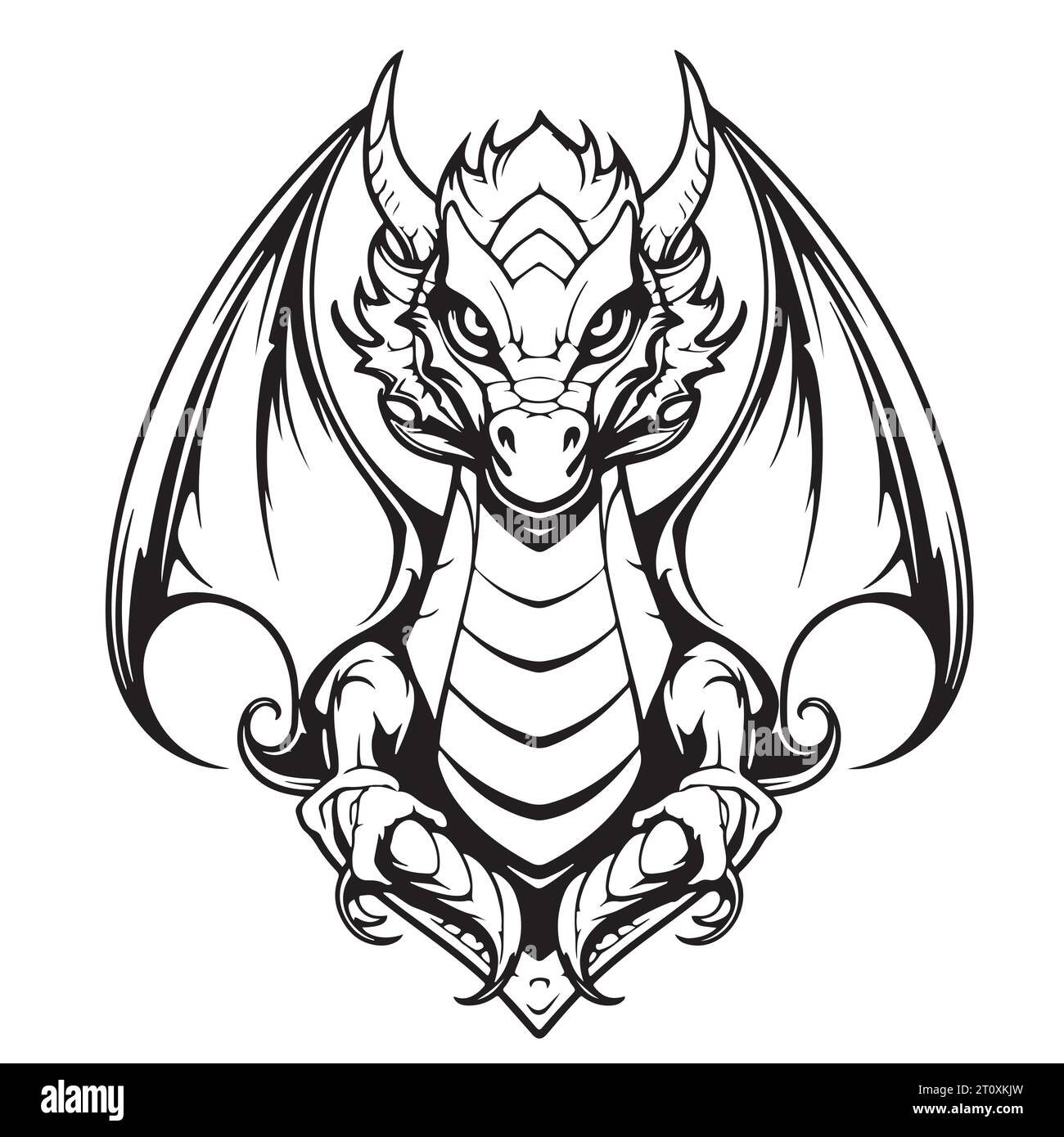 Dragon heraldic sketch hand drawn. Symbols and signs of new year Stock ...