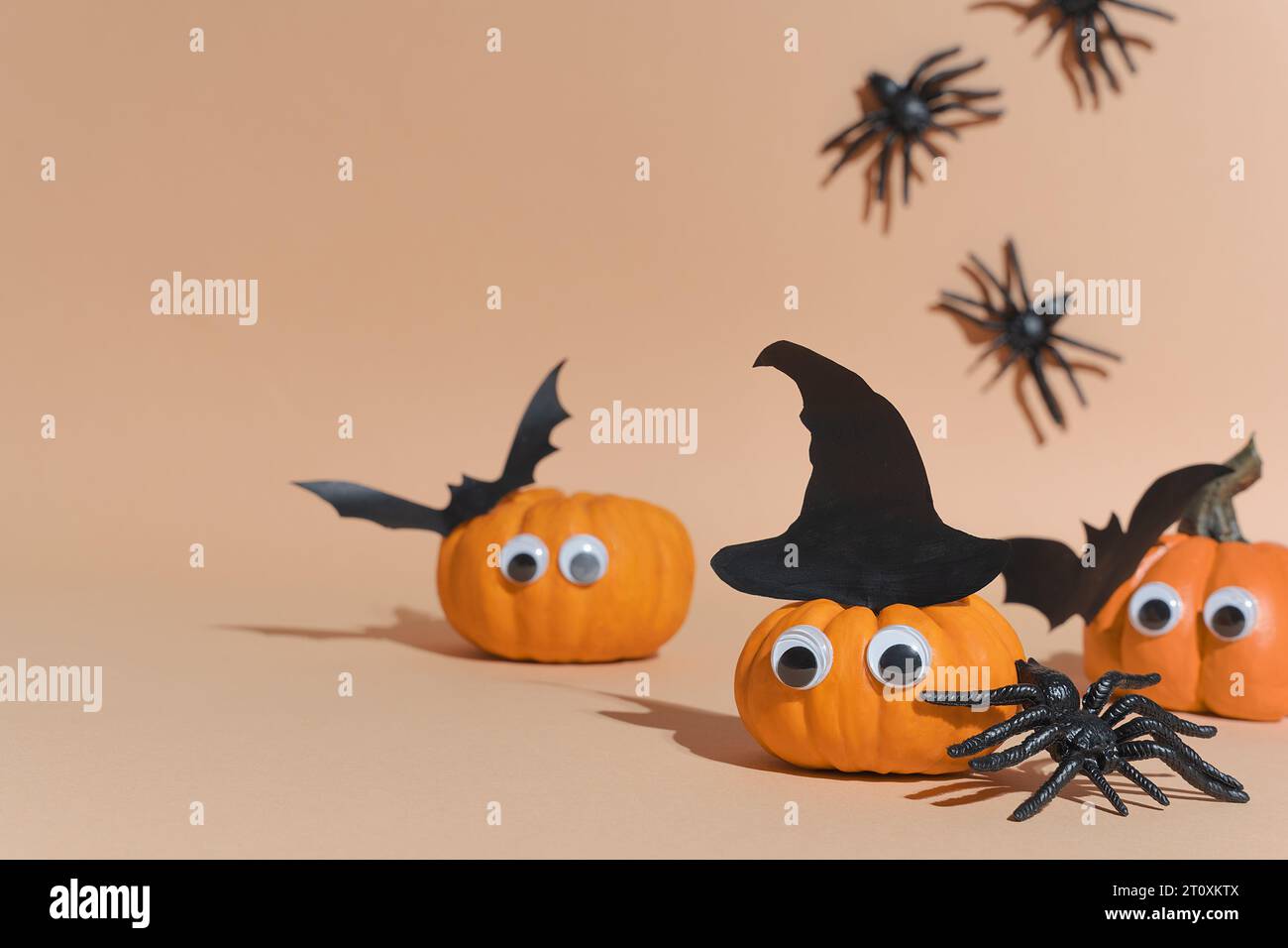 Halloween banner. Decoration for Halloween party - cute pumpkins with ...