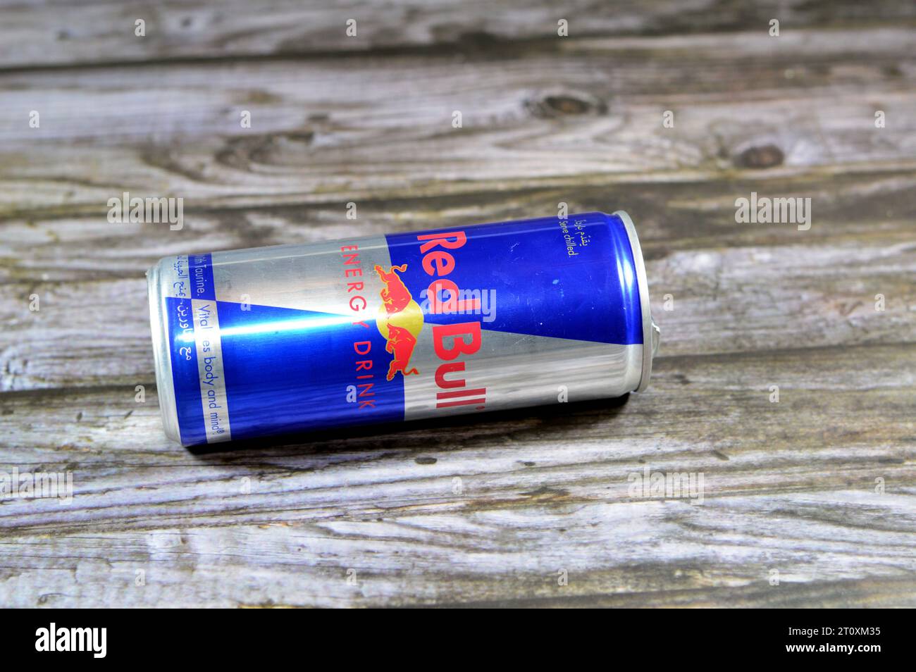 Cairo, Egypt, October 1 2023: Red Bull energy drink can, a brand of ...
