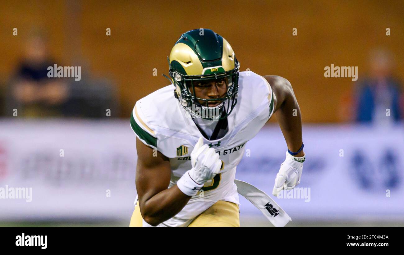 Colorado State wide receiver Dylan Goffney (6) runs upfield on offense ...