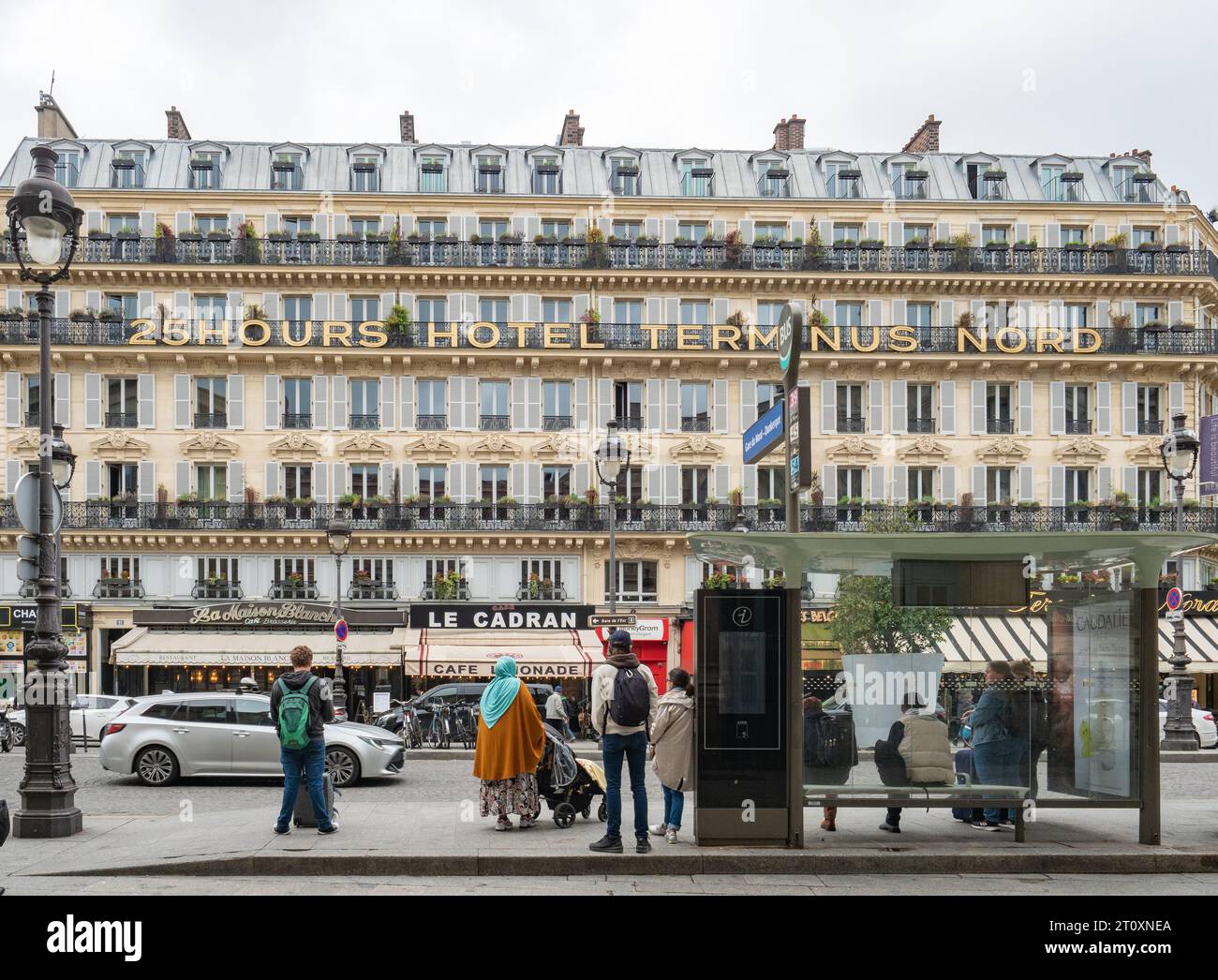 Paris, France - May 11th 2023: Square with bus stop in front of Gare du ...