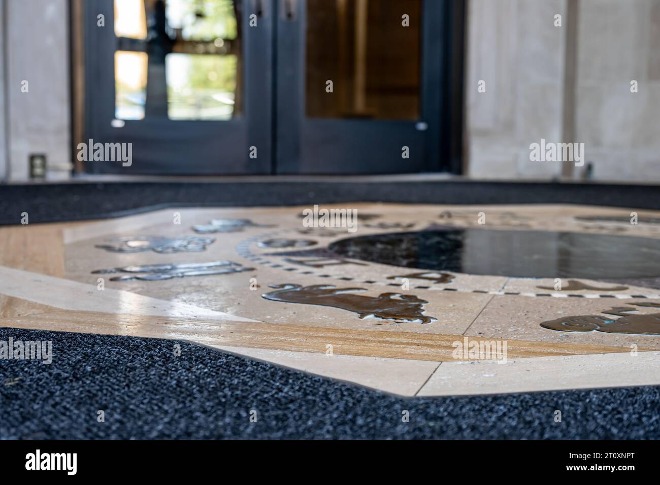 Ames, IA, USA - 10.1.2023: Ground level view of the zodiac symbol in ...