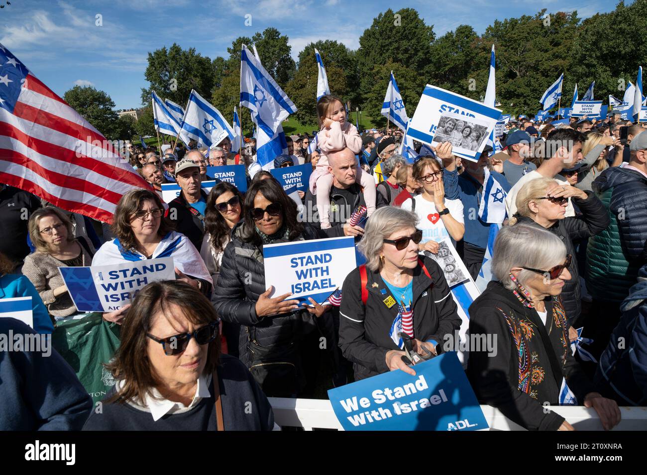 Boston, Massachusetts, USA October 9, 2023 People rallying in support ...