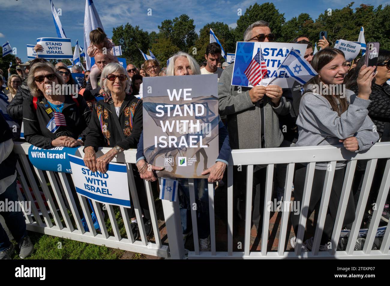 Boston, Massachusetts, USA October 9, 2023 People rallying in support ...
