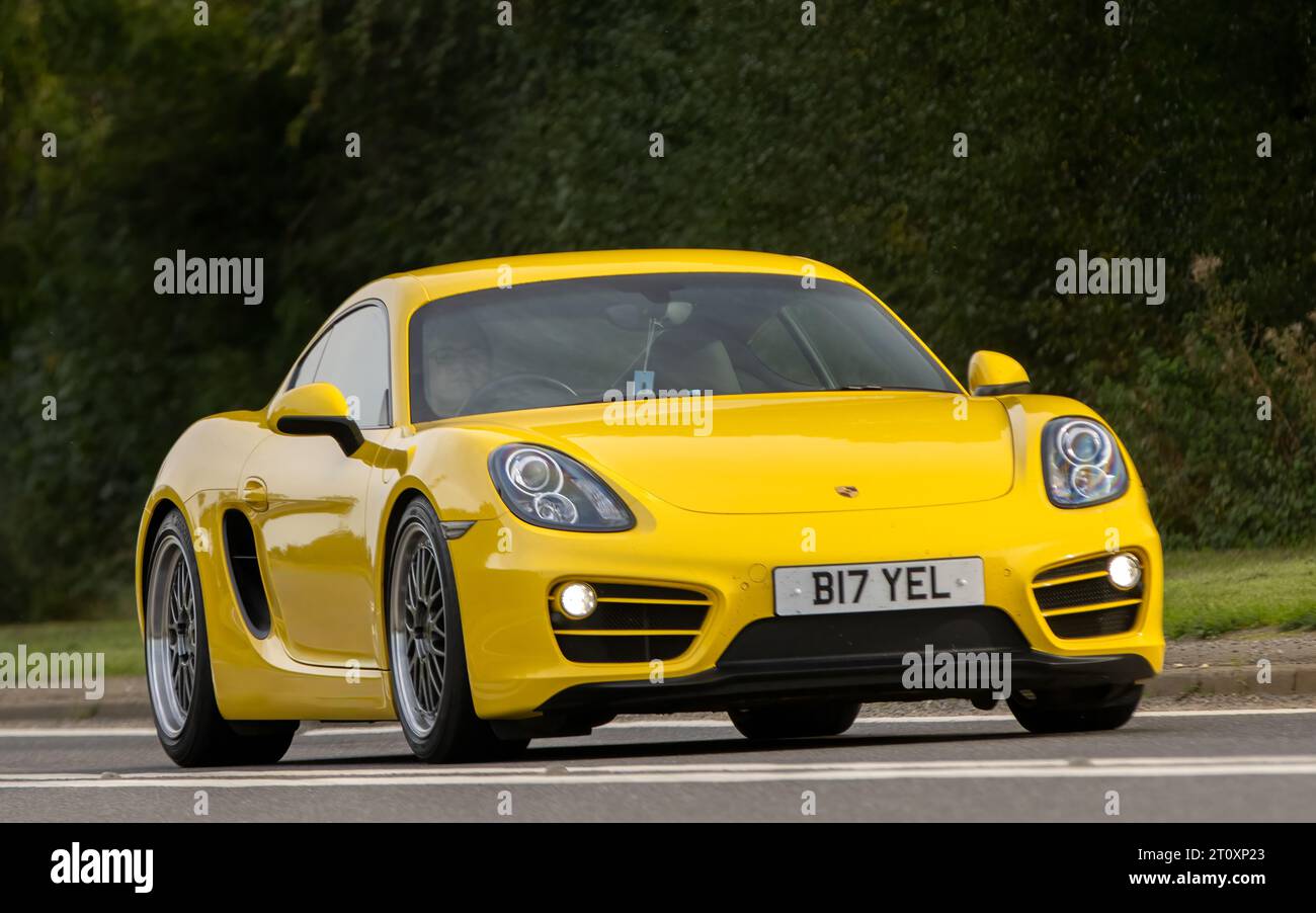 Bicester,Oxon.,UK - Oct 8th 2023: 2013 yellow Porsche Cayman classic ...