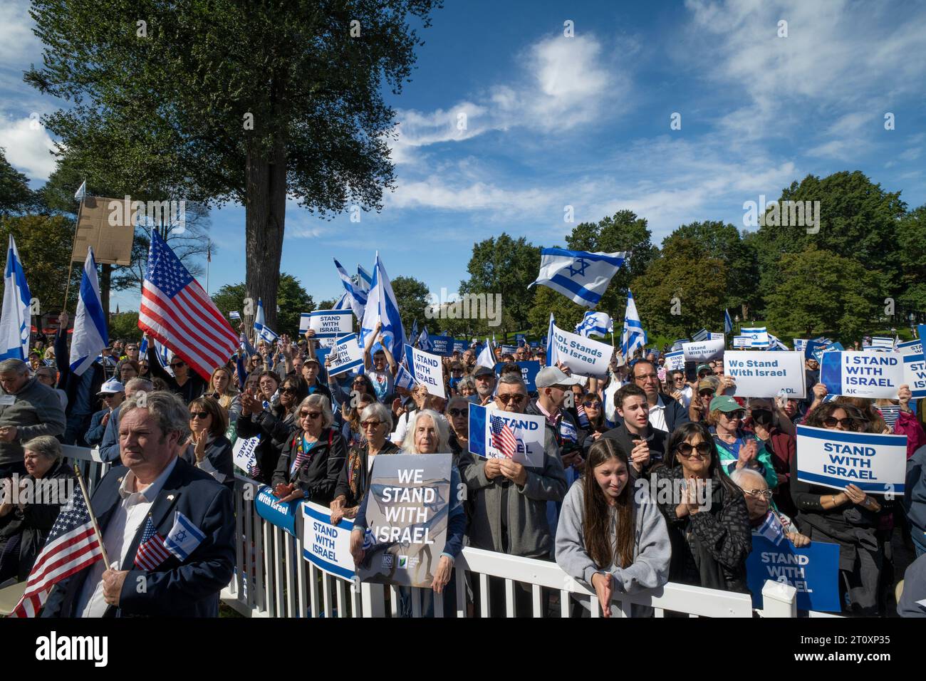 Boston, Massachusetts, USA October 9, 2023 People rallying in support ...