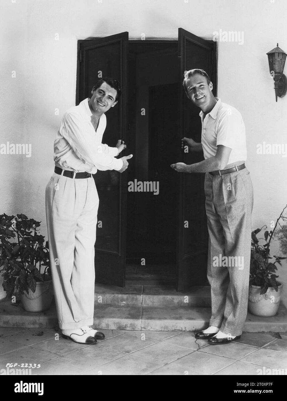 CARY GRANT and RANDOLPH SCOTT Publicity Portrait in 1933 outside their ...