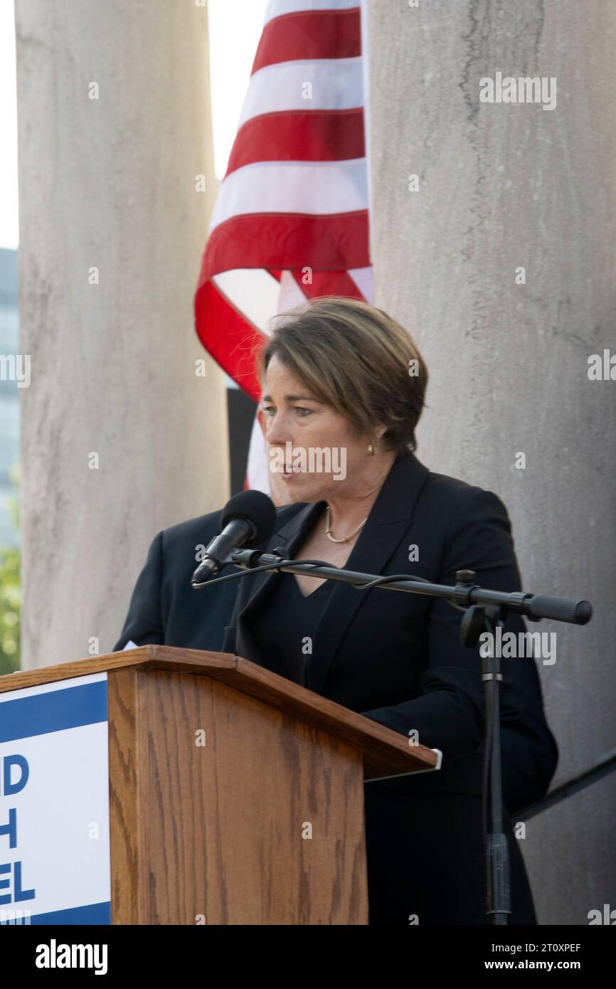 Boston, Massachusetts, USA October 9, 2023 Massachusetts Governor Maura ...