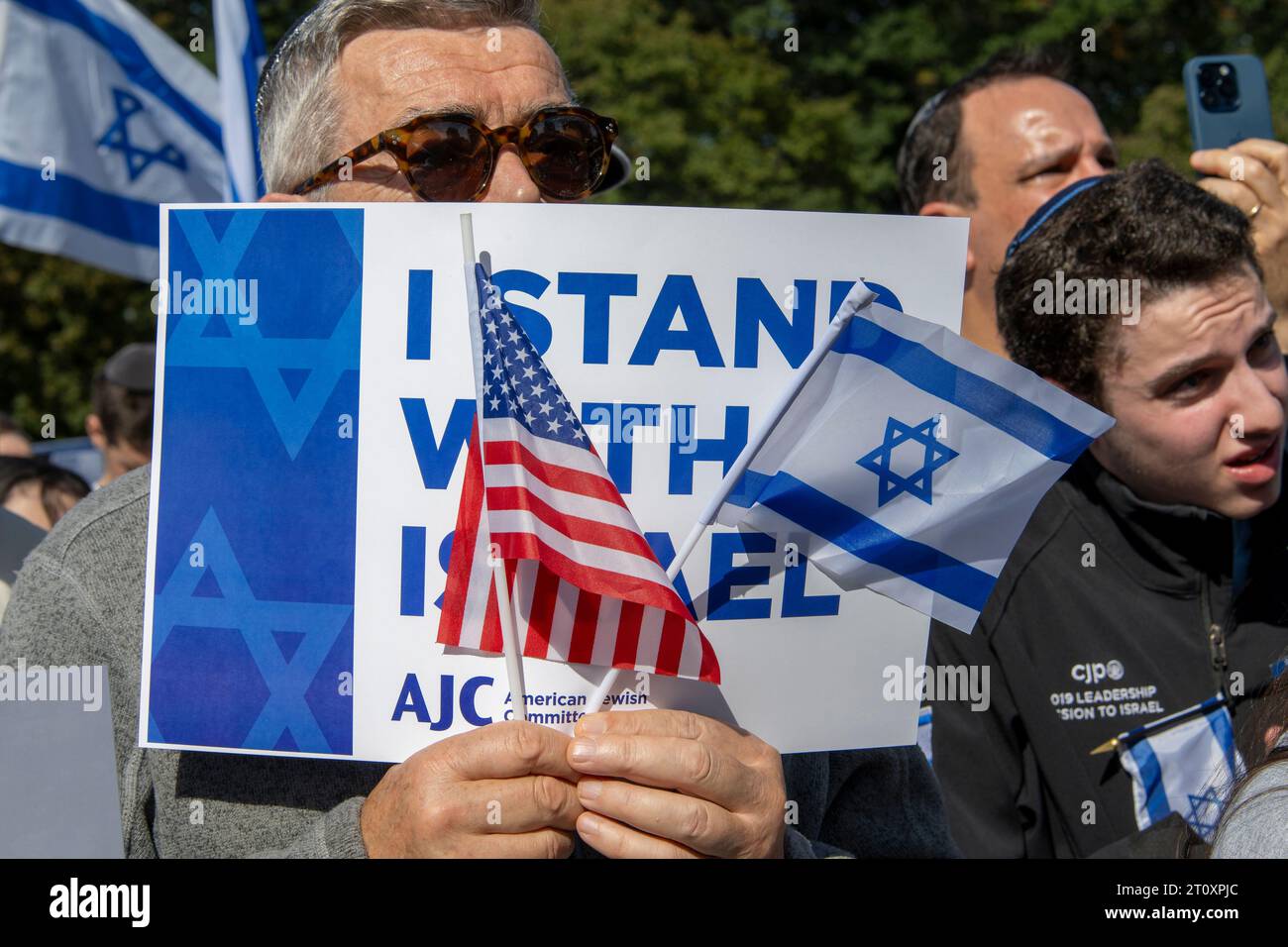 Boston, Massachusetts, USA October 9, 2023 People rallying in support ...