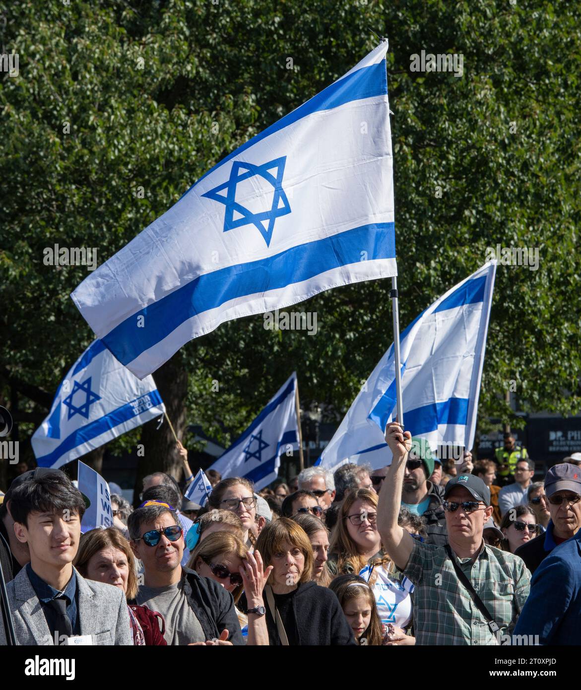 Boston, Massachusetts, USA October 9, 2023 People rallying in support ...