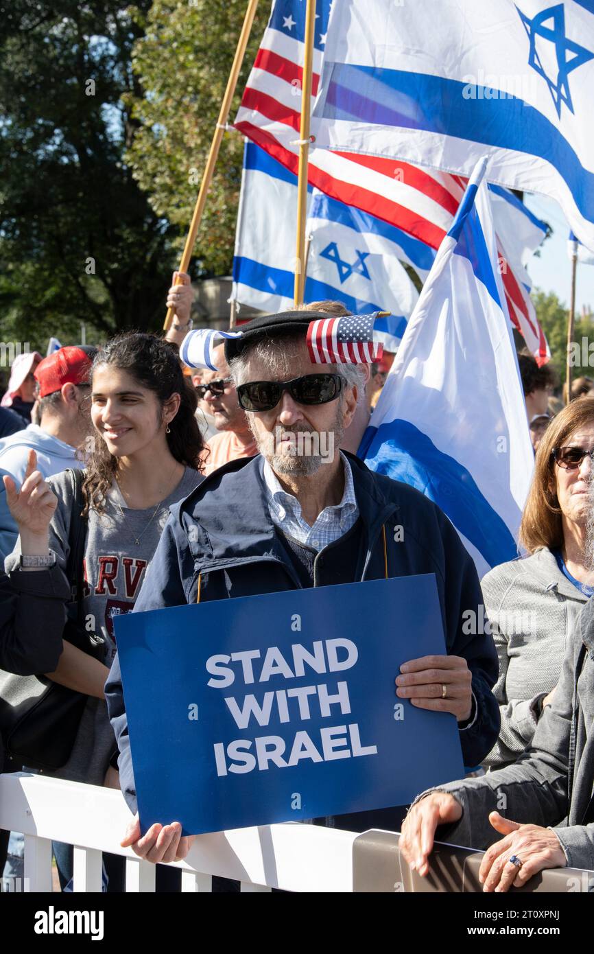 Boston, Massachusetts, USA October 9, 2023 People rallying in support ...