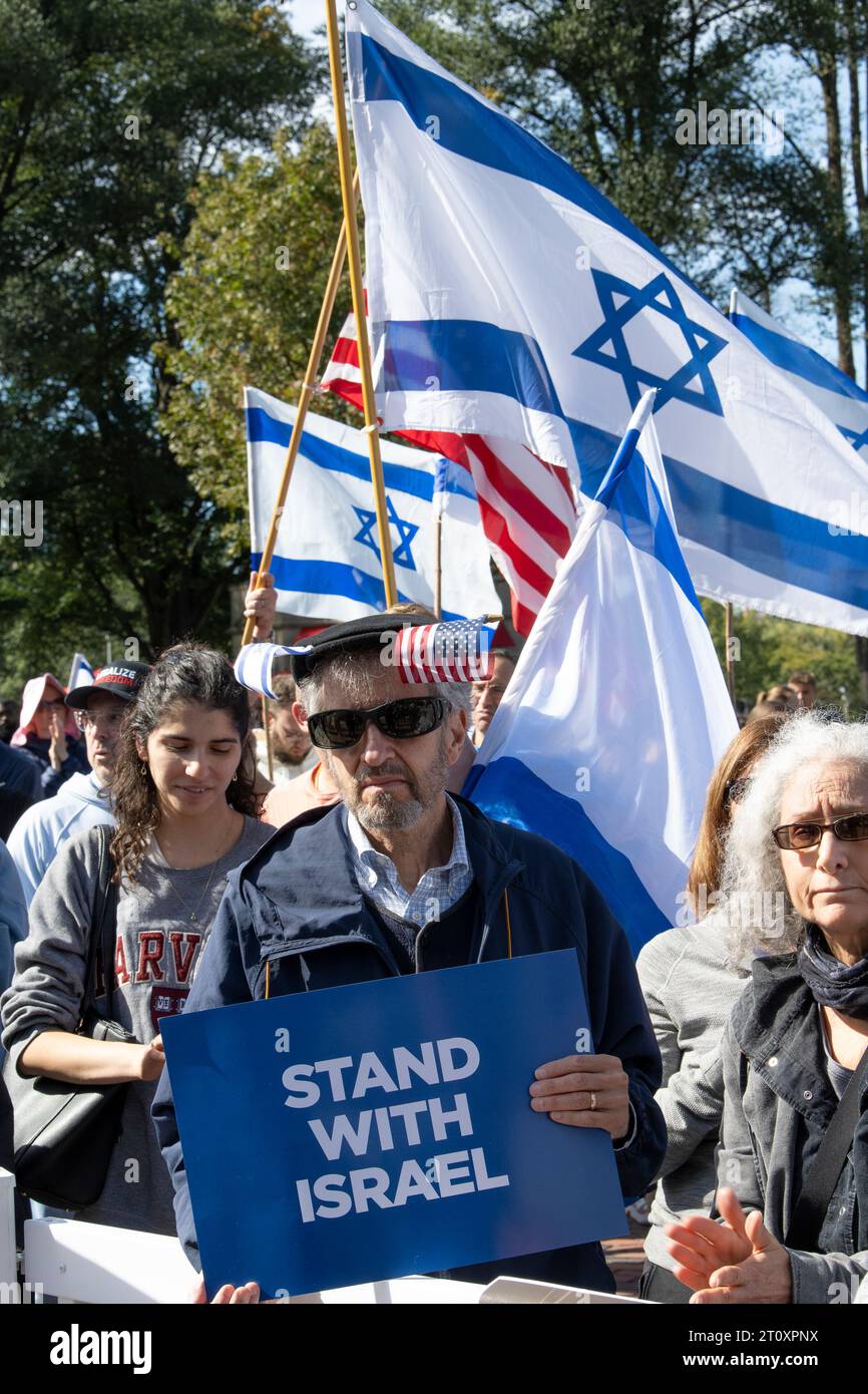 Boston, Massachusetts, USA October 9, 2023 People rallying in support ...