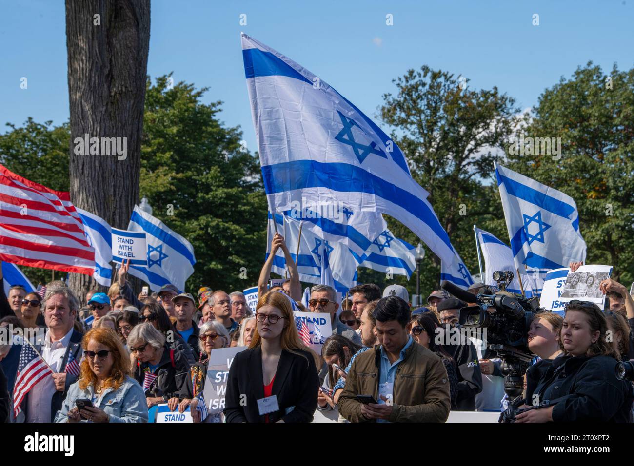Boston, Massachusetts, USA October 9, 2023 People rallying in support ...