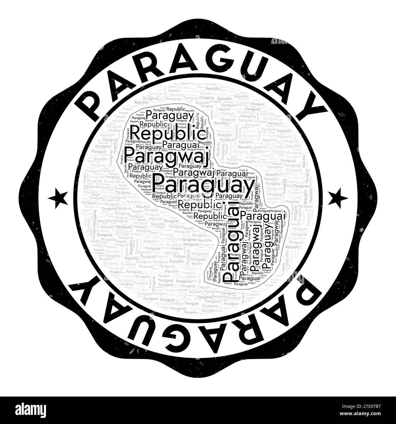 Paraguay logo. Appealing country badge with word cloud in shape of ...