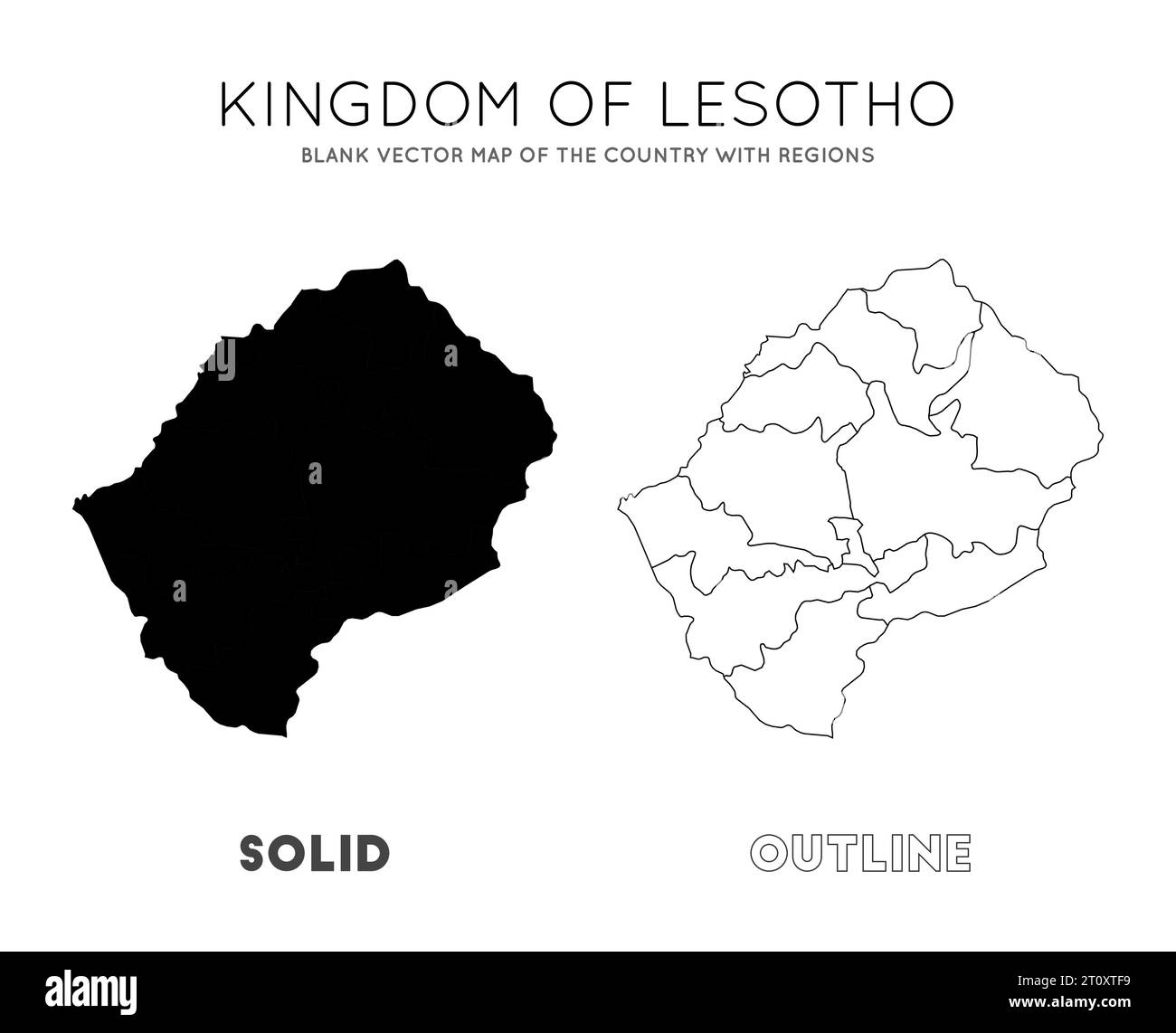Lesotho Map Blank Vector Map Of The Country With Regions Borders Of