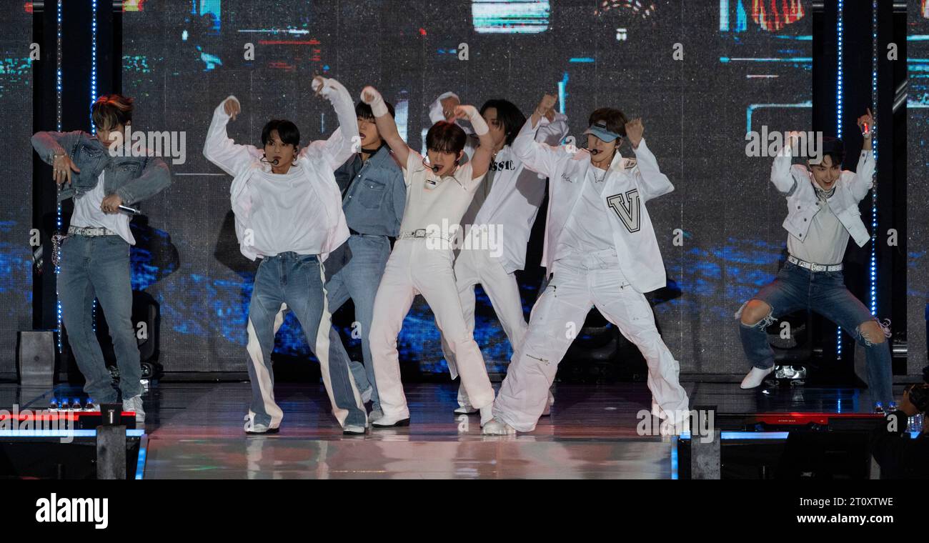 Seoul, South Korea. 8th Oct, 2023. South Korean K-Pop boys band ATEEZ ...