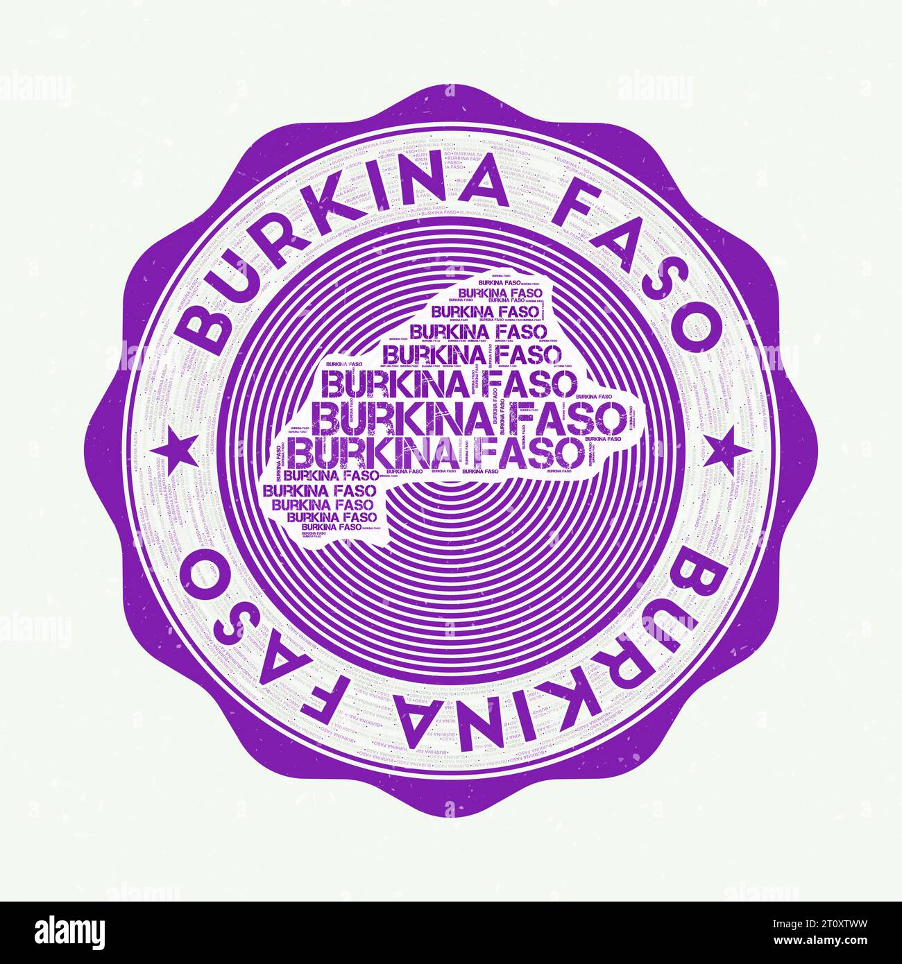Burkina Faso seal. Country round logo with shape of Burkina Faso and ...