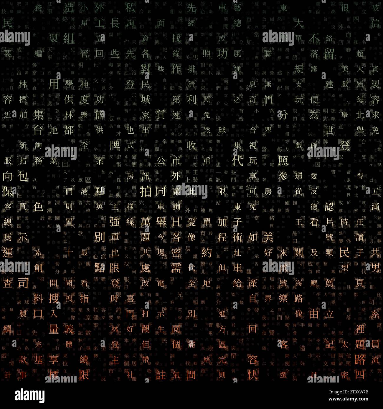 Letters Matrix Background. Random Characters of Chinese Traditional ...