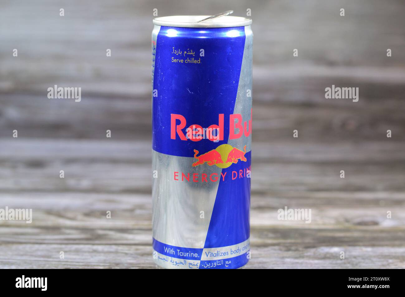 Cairo, Egypt, October 1 2023: Red Bull energy drink can, a brand of ...