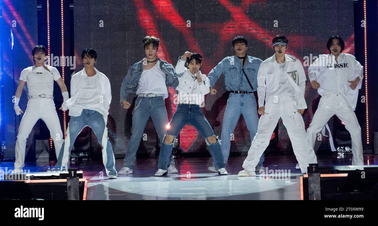 Seoul, South Korea. 8th Oct, 2023. South Korean K-Pop boys band ATEEZ ...