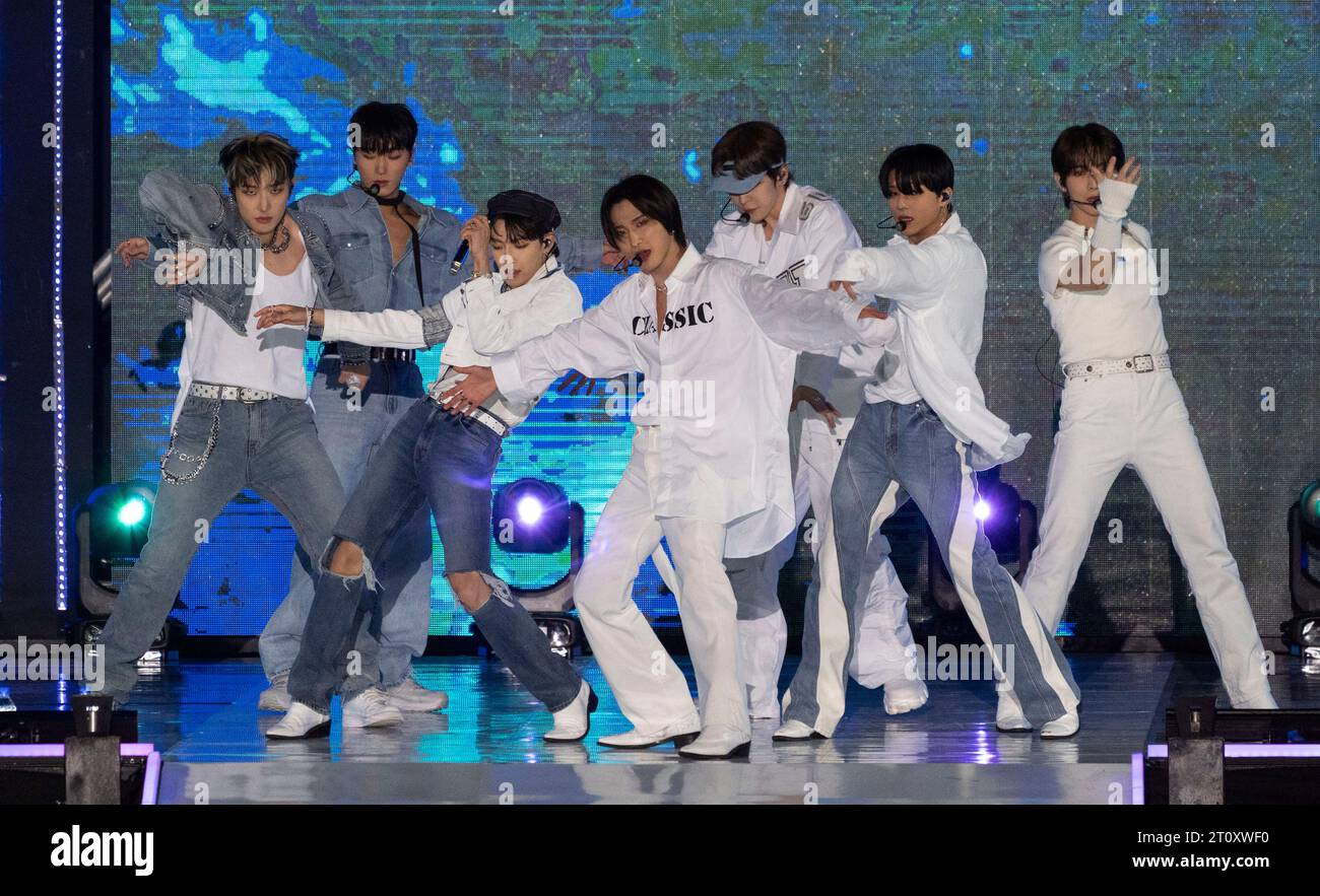 Seoul, South Korea. 8th Oct, 2023. South Korean K-Pop boys band ATEEZ ...