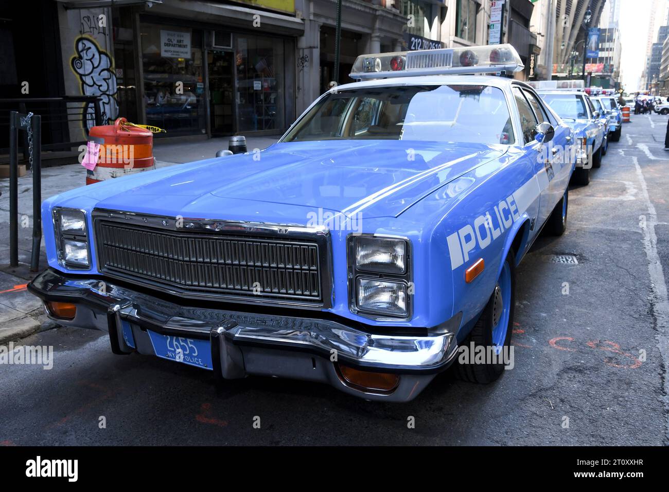 New York, USA. 09th Oct, 2023. Classic police vehicles are seen at the Columbus Day Parade in ...