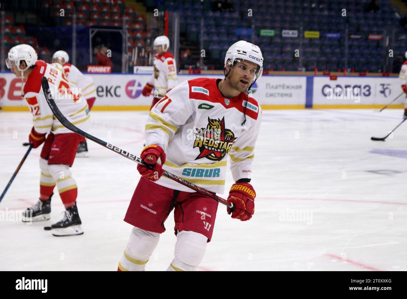 Kunlun Red Star Hockey Club player, Colin Campbell (71) seen in action during the Kontinental ...