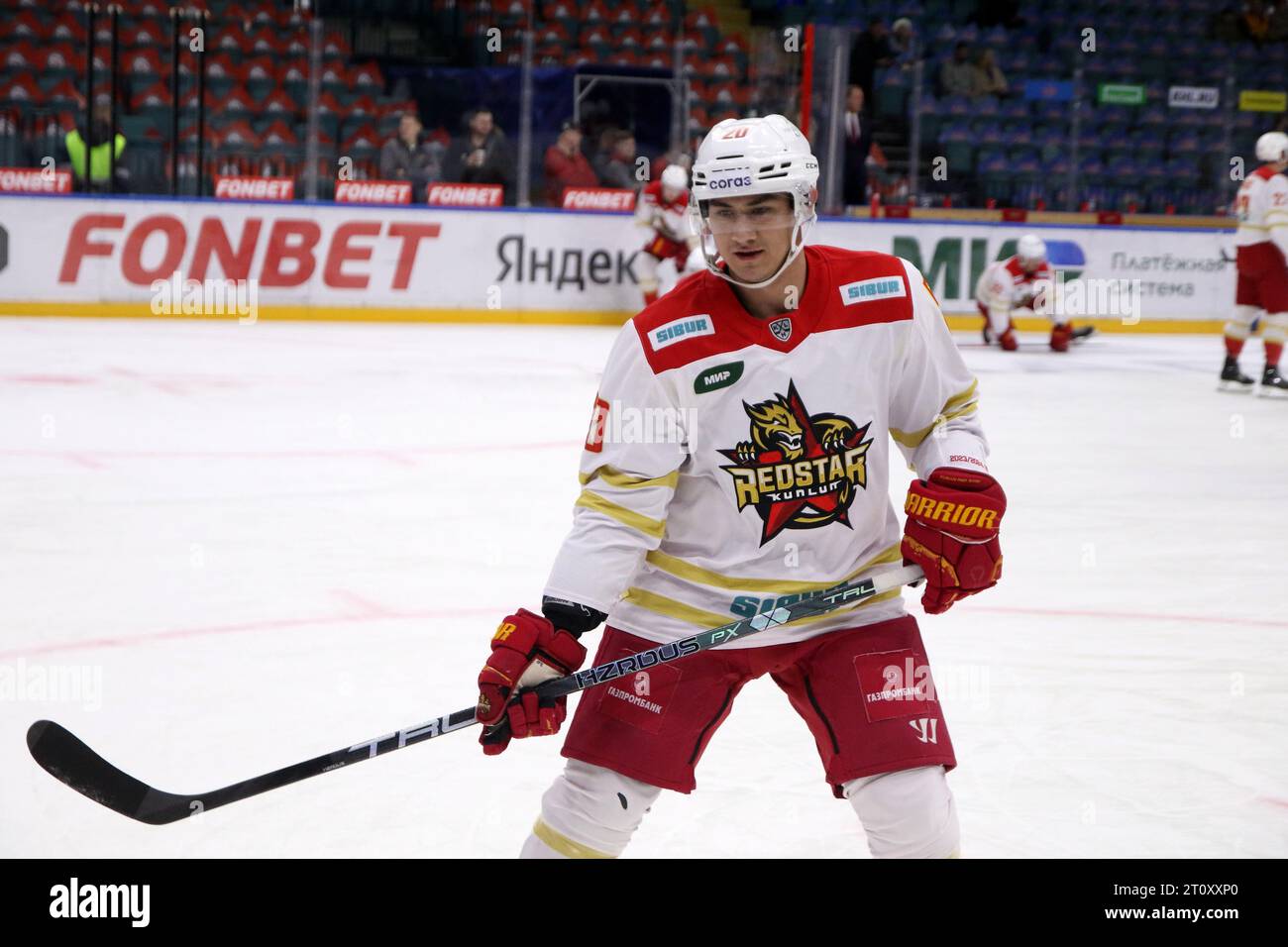 Kunlun Red Star Hockey Club player, Luke Lockhart (20) seen in action ...