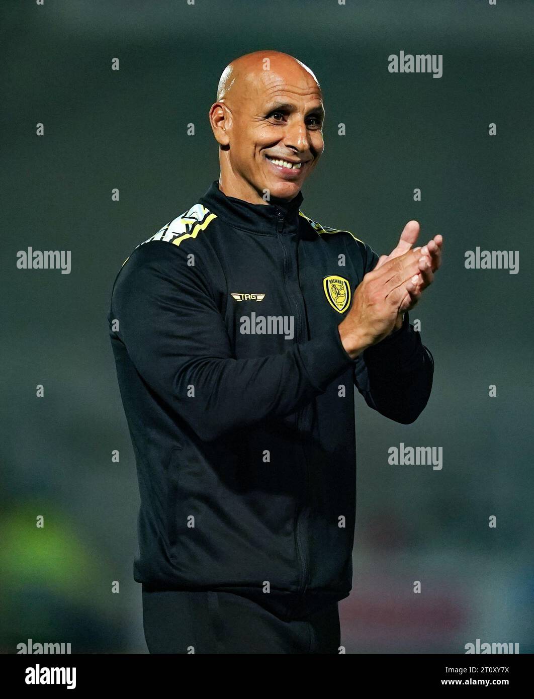 Burton Albion manager Dino Maamria celebrates at the end of the Sky Bet ...
