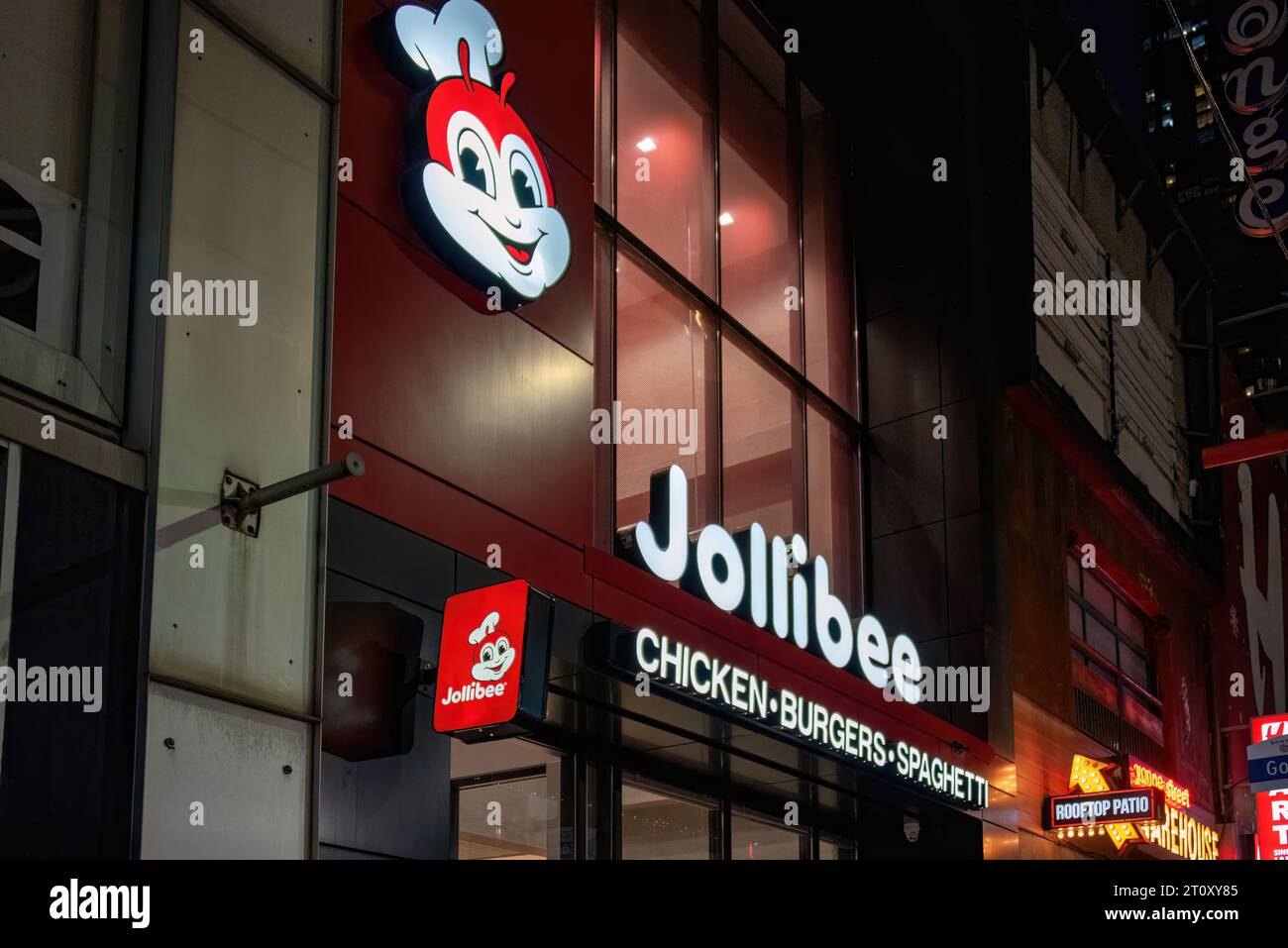 Toronto, Canada - August 11, 2022: Jollibee on Yonge Street at night ...