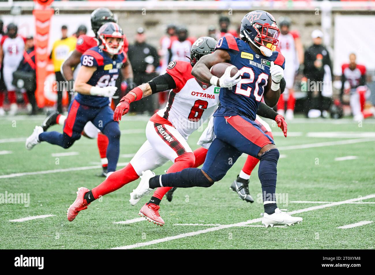 MONTREAL, QC - OCTOBER 09:Montreal Alouettes running back Jeshrun Antwi ...