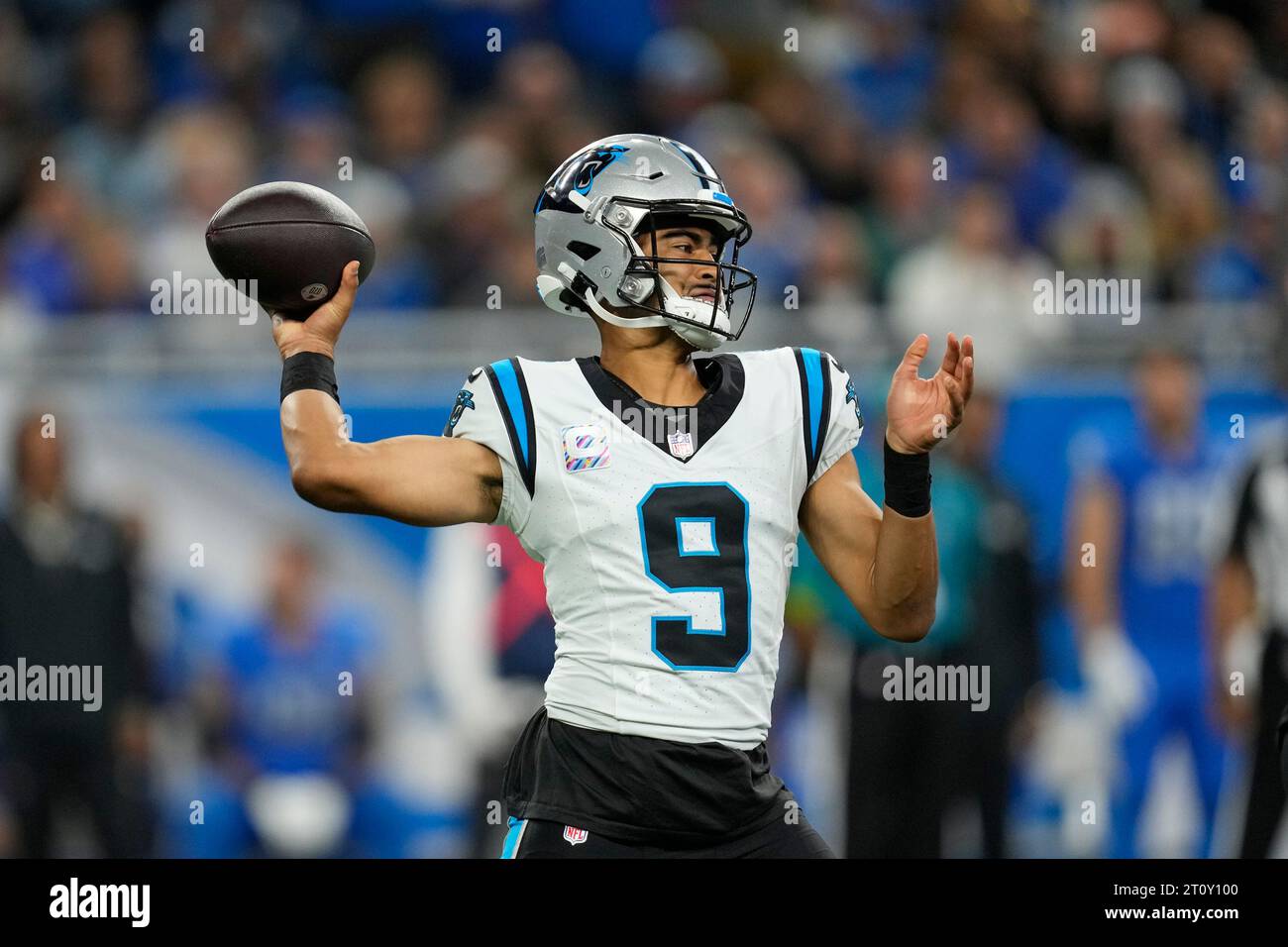 Carolina Panthers quarterback Bryce Young (9) throws against the ...