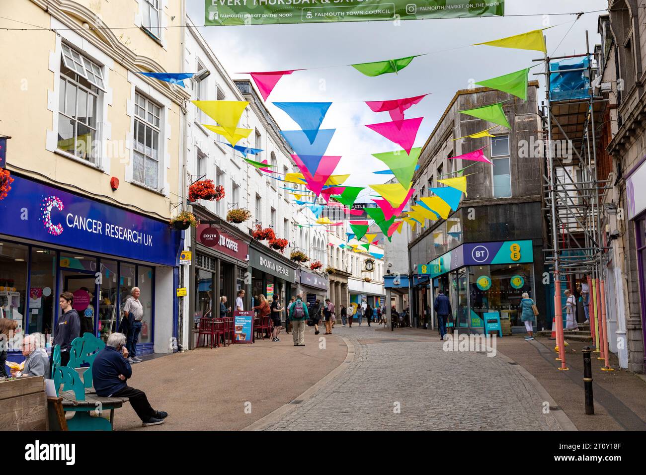 Falmouth, coastal town in Cornwall England, wide array of shops and ...