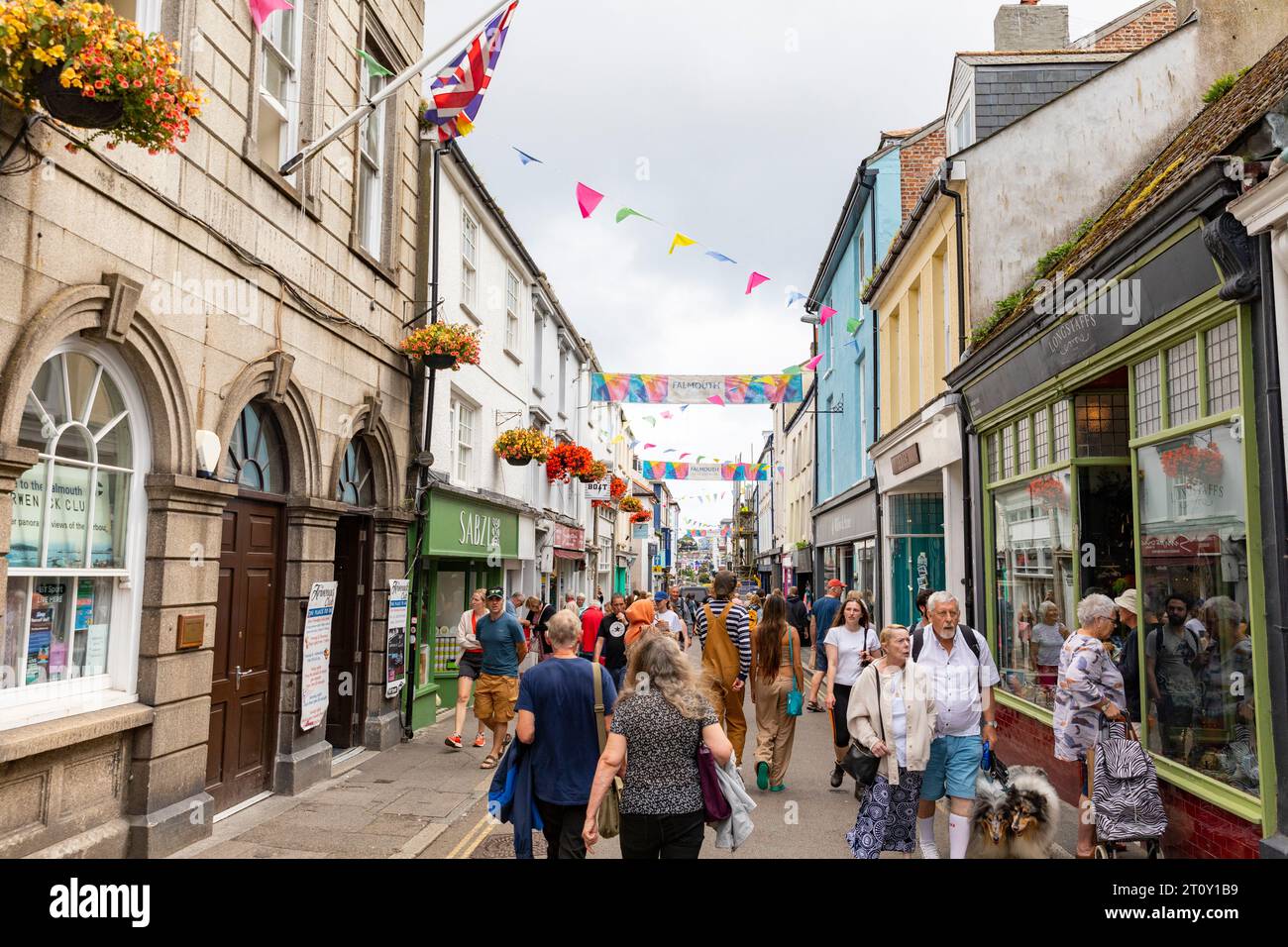 Falmouth, coastal town in Cornwall England, wide array of shops and ...