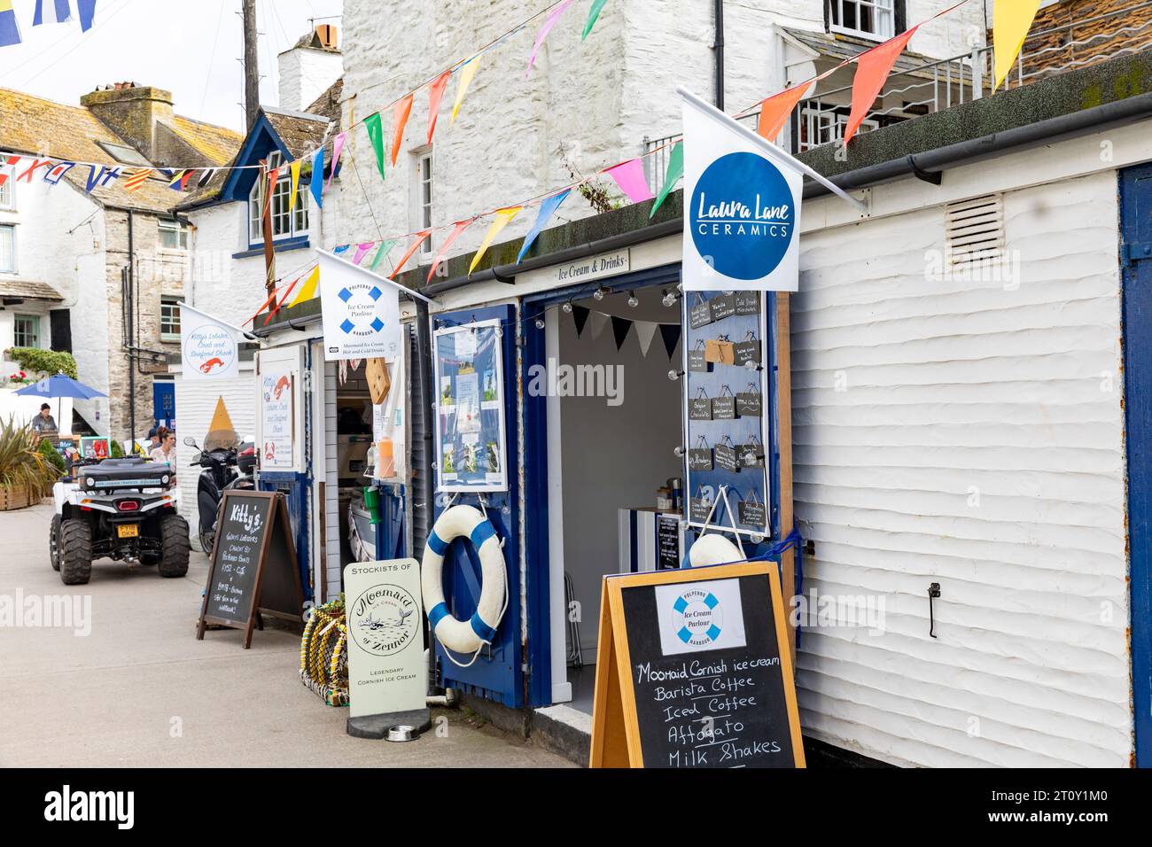 Polperro village centre and small community shop store,Cornwall,England,2023 Stock Photo - Alamy